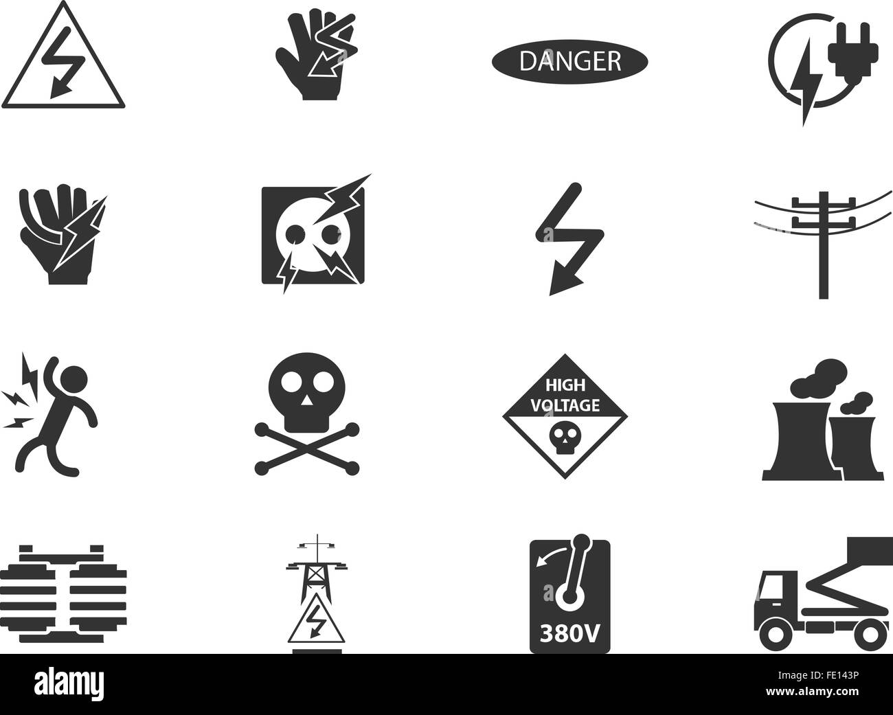 High voltage icons set Stock Vector Image & Art - Alamy