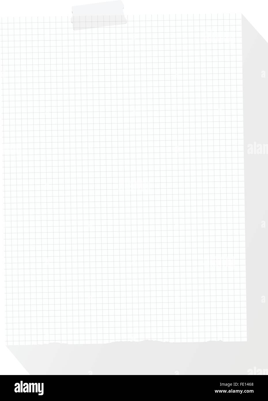 Piece of torn white graph note paper with long shadow Stock Vector ...