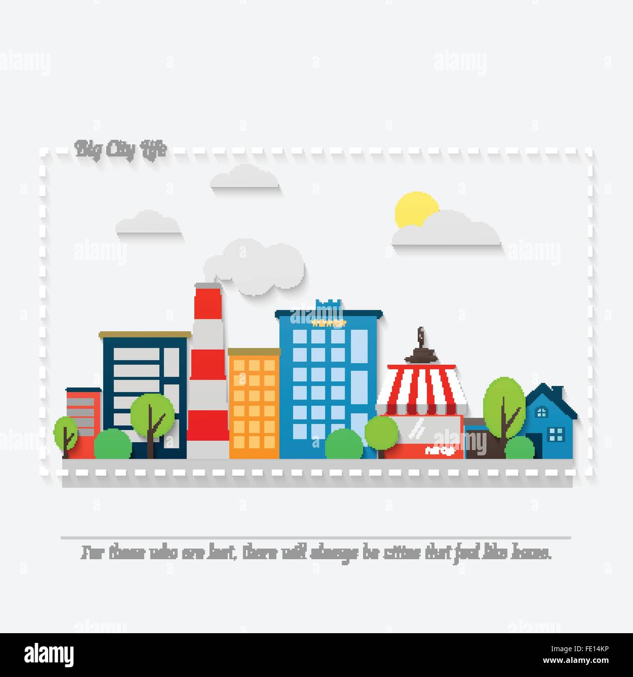 cartoon style cityscape with modern architecture, office buildings ...