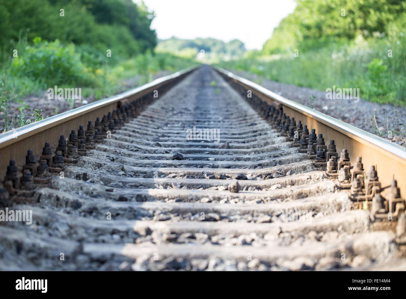 the railroad goes into the distance Stock Photo - Alamy