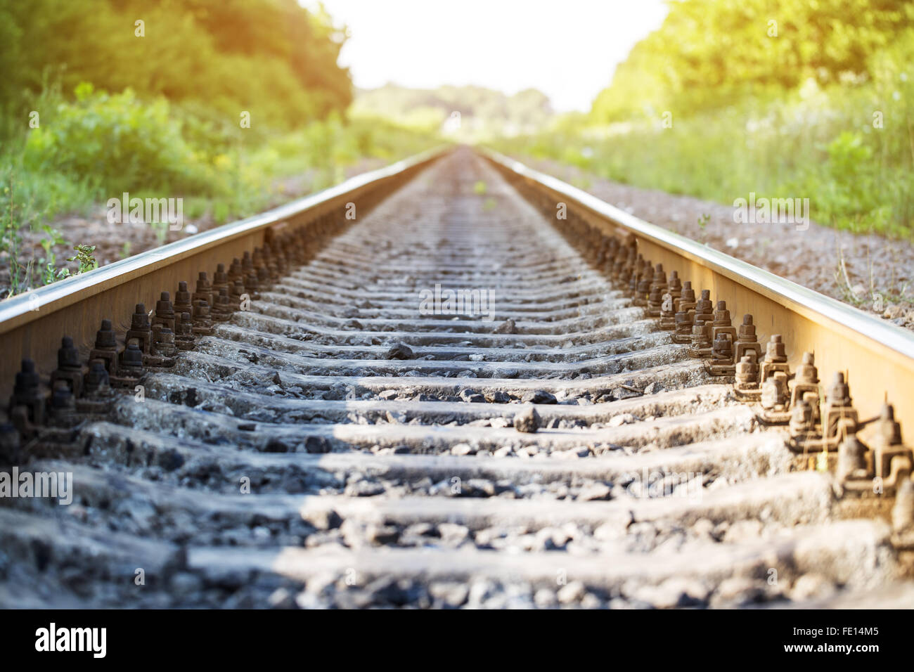 the railroad goes into the distance Stock Photo - Alamy