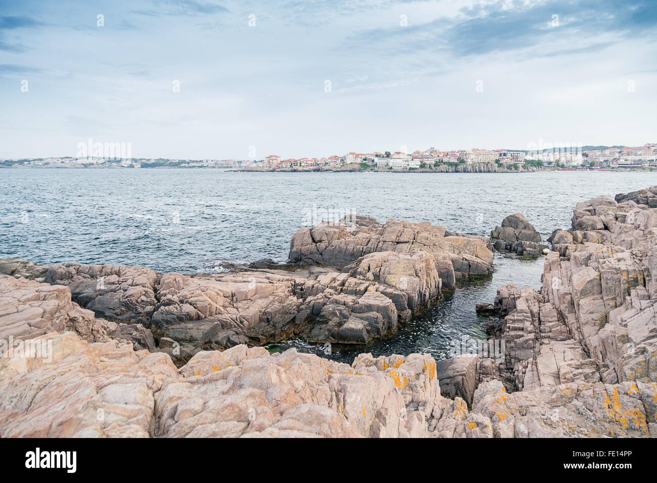 city rock sea blue sky Stock Photo - Alamy