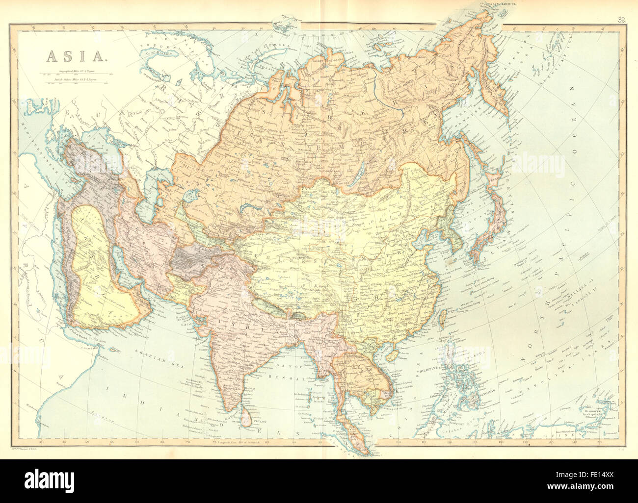 ASIA:Siam British India Belochistan Arabia China Japan Persia.BLACKIE ...