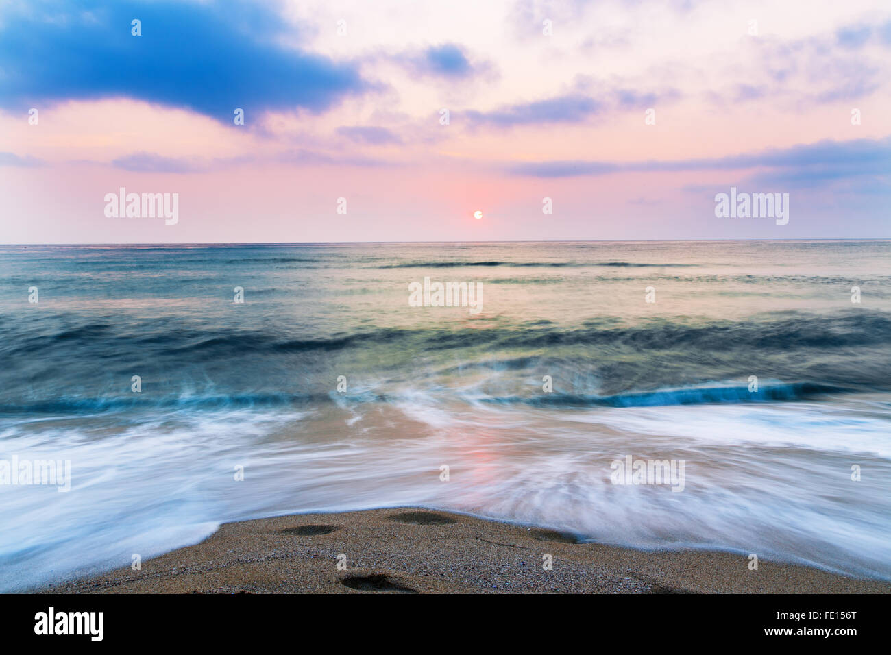 sky sunset beach sea nature landscape background Stock Photo - Alamy