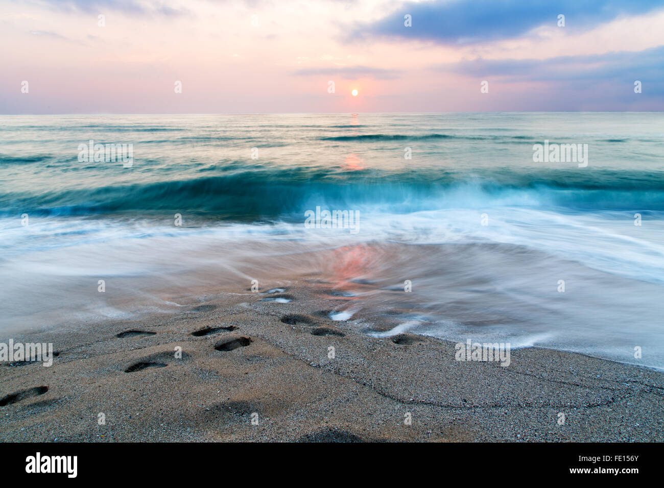 sky sunset beach sea nature landscape background Stock Photo - Alamy