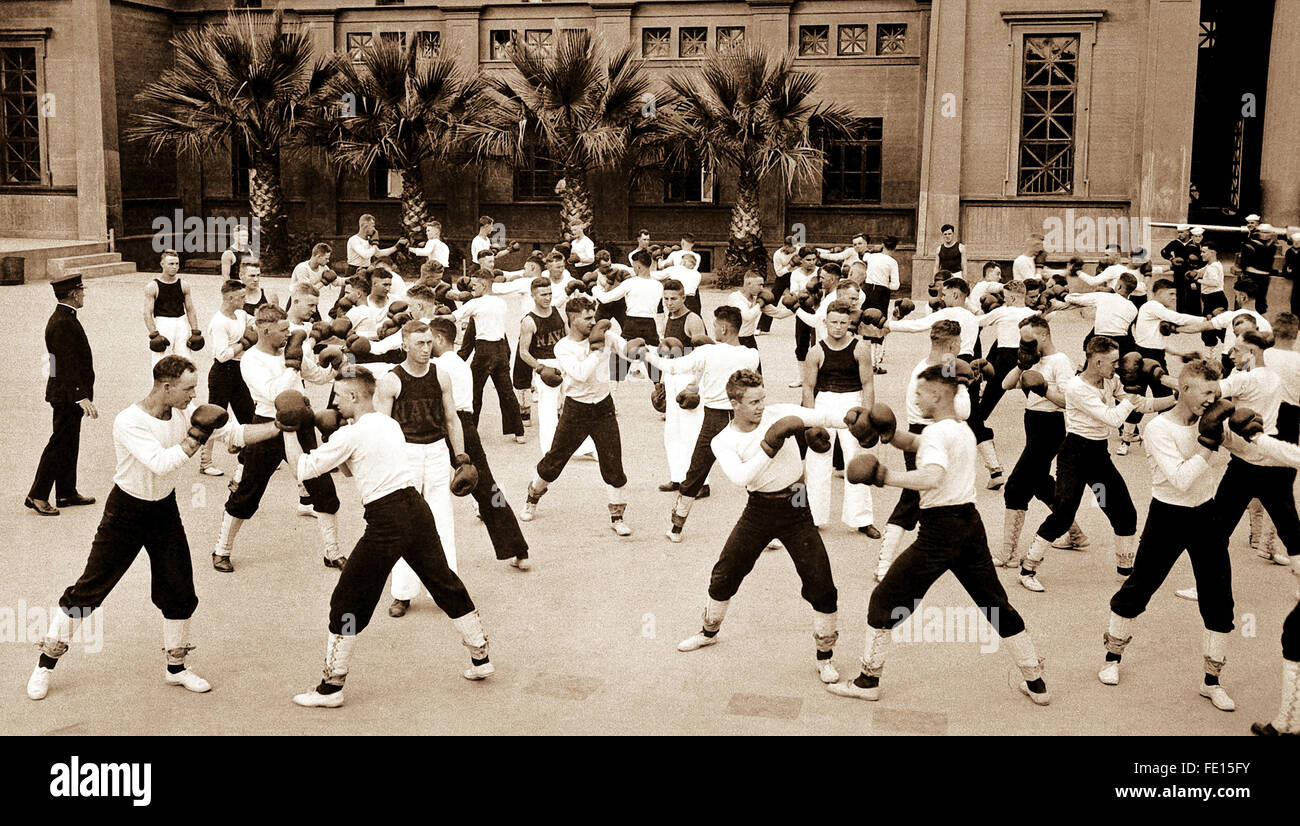 World War One military boxing instruction - Naval Training Station, San ...
