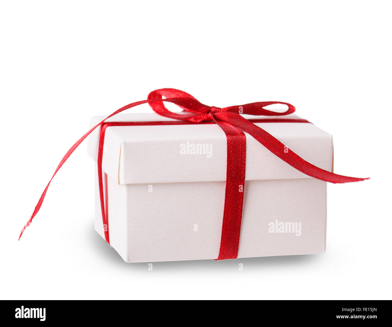 white box red ribbon bow Isolated on white background Stock Photo - Alamy