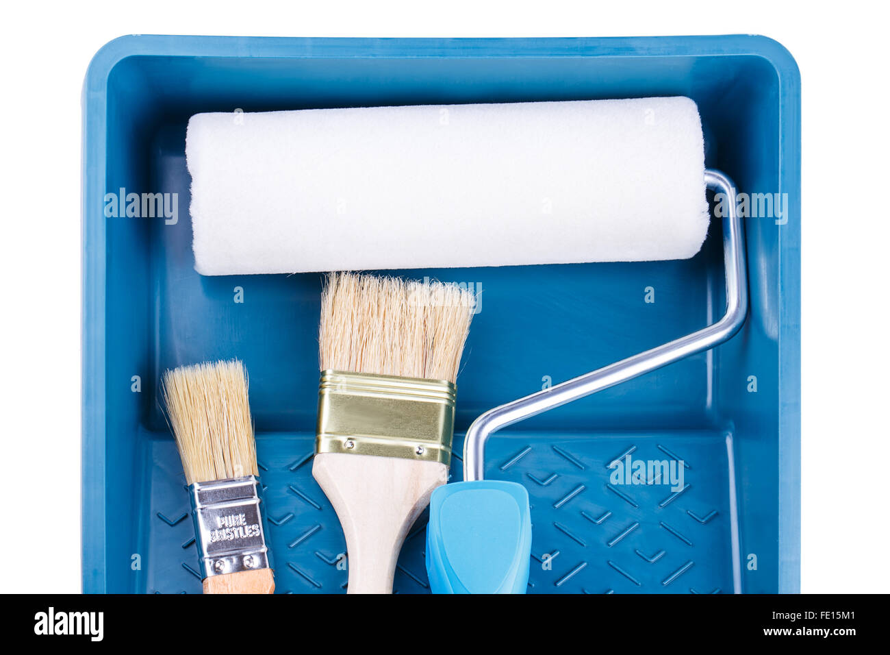 paint roller brush tray Isolated on white background Stock Photo - Alamy
