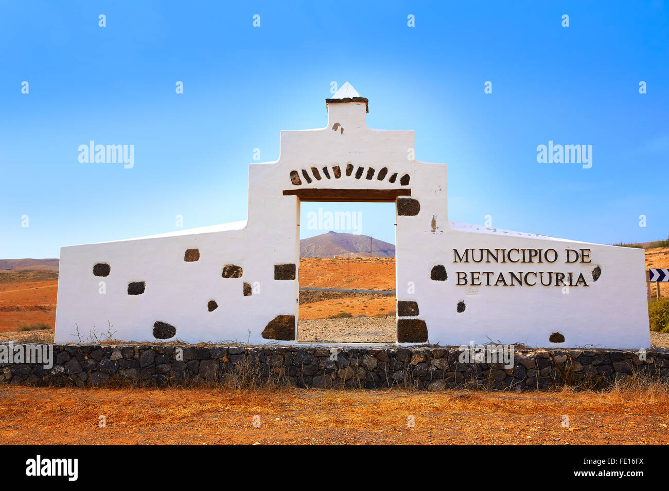 Betancuria welcome monument sign Fuerteventura at Canary Islands Stock ...