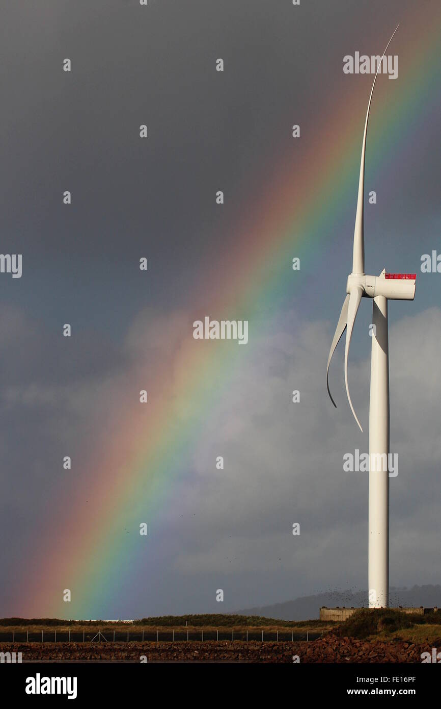 Rainbow and wind turbines hi-res stock photography and images - Alamy