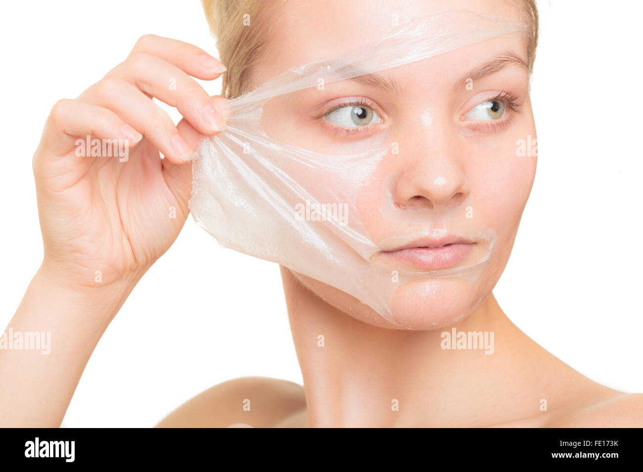 Beauty skin care cosmetics and health concept. Closeup young woman face ...