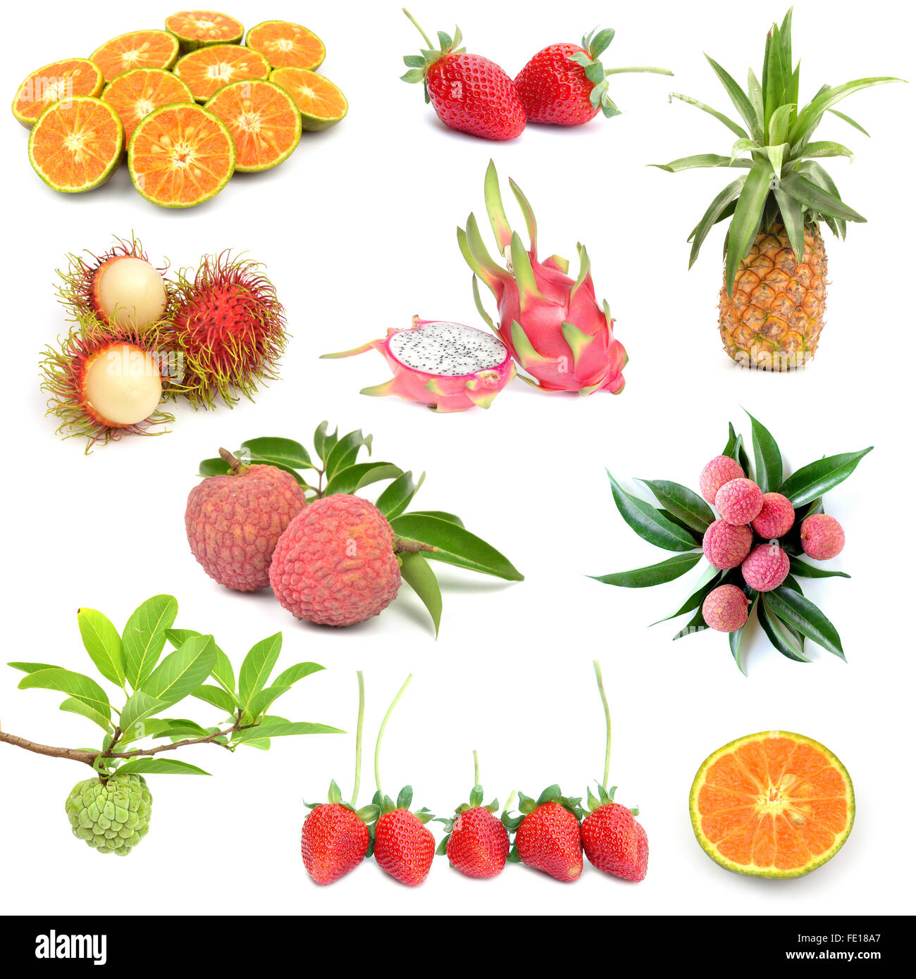 fruit collection isolated on white background Stock Photo - Alamy