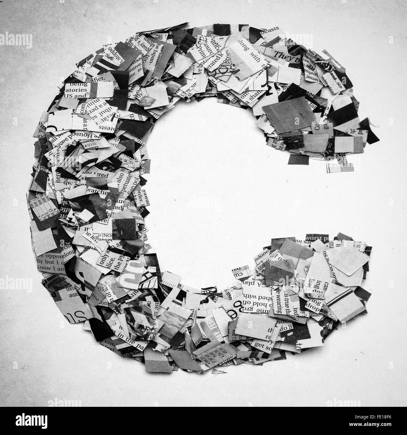 Monochrome letters made out of Newspaper Stock Photo - Alamy