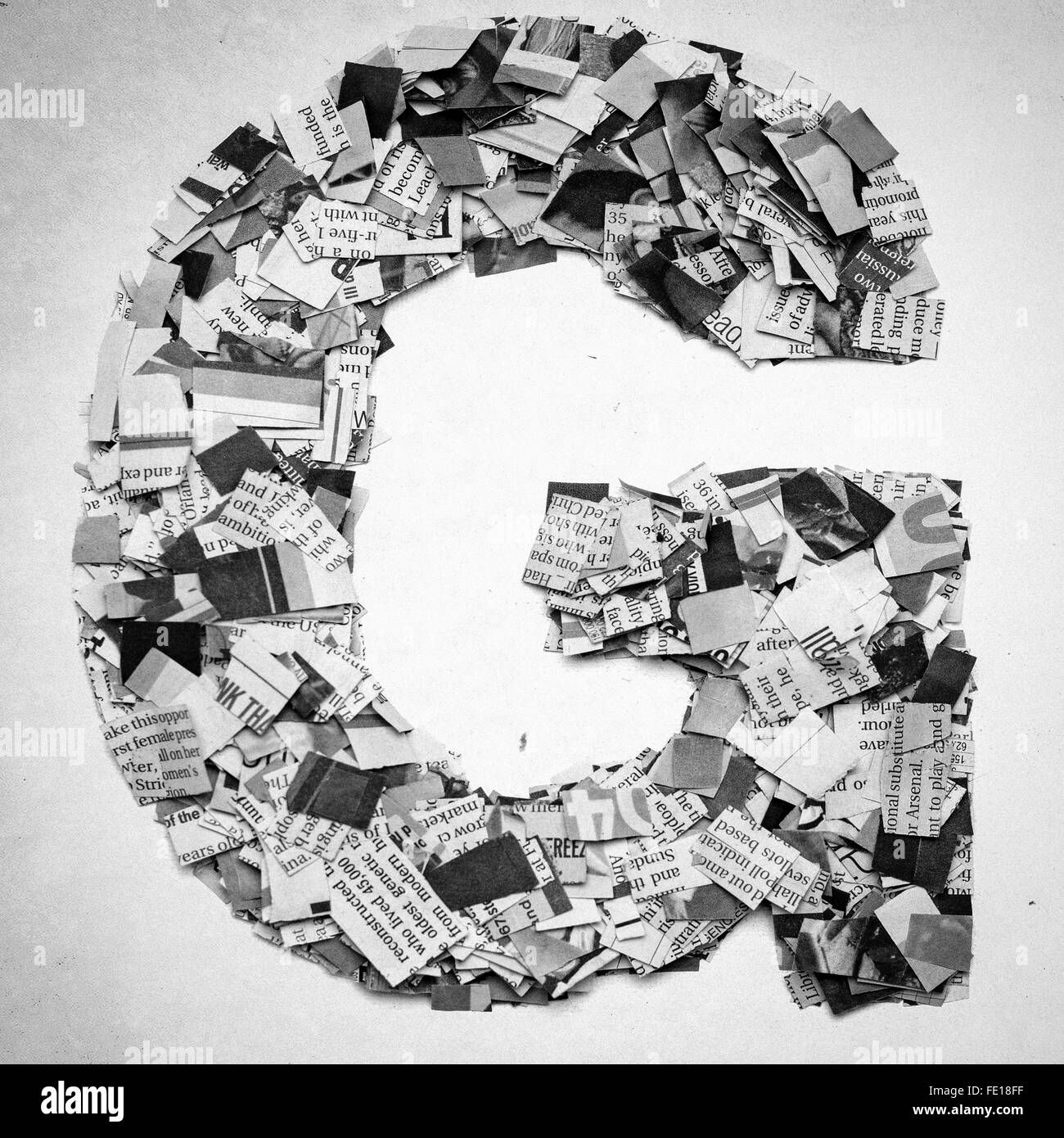 Monochrome letters made out of Newspaper Stock Photo - Alamy