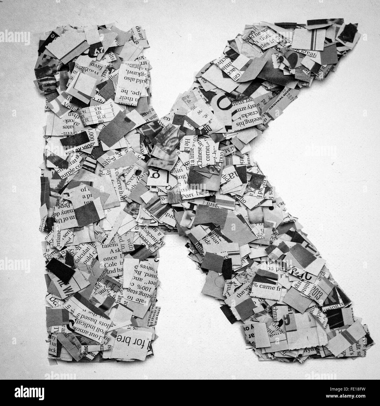 Monochrome letters made out of Newspaper Stock Photo - Alamy