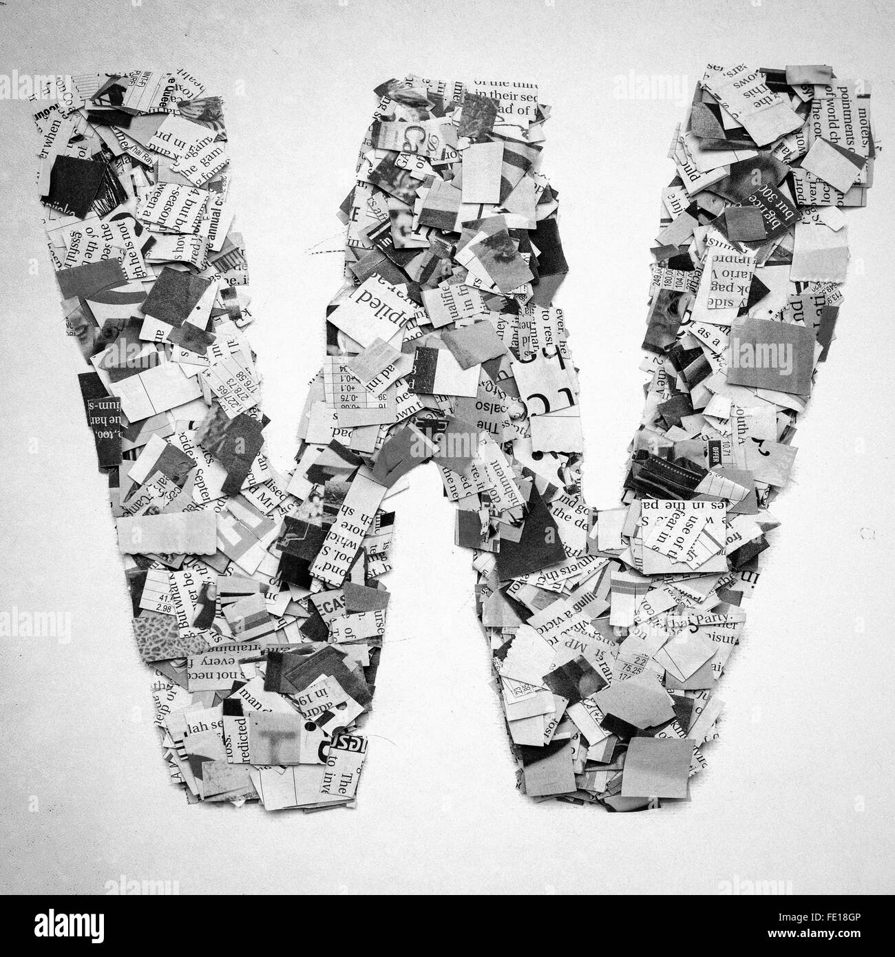 Monochrome letters made out of Newspaper Stock Photo - Alamy