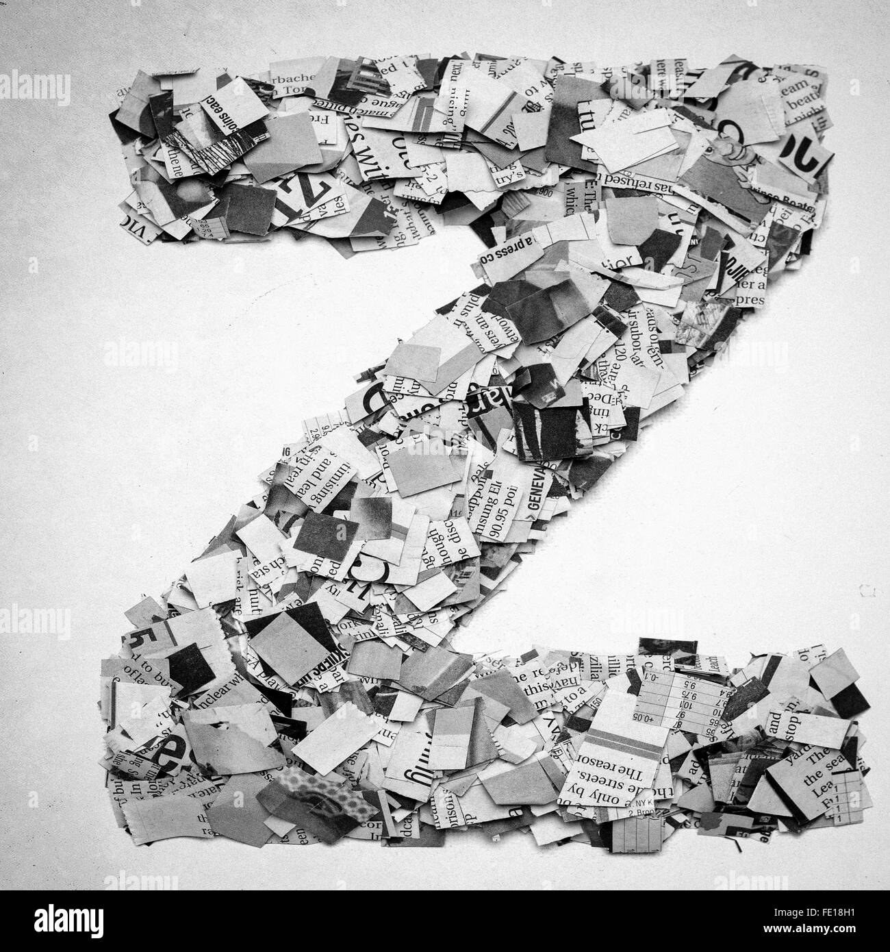 Monochrome letters made out of Newspaper Stock Photo - Alamy