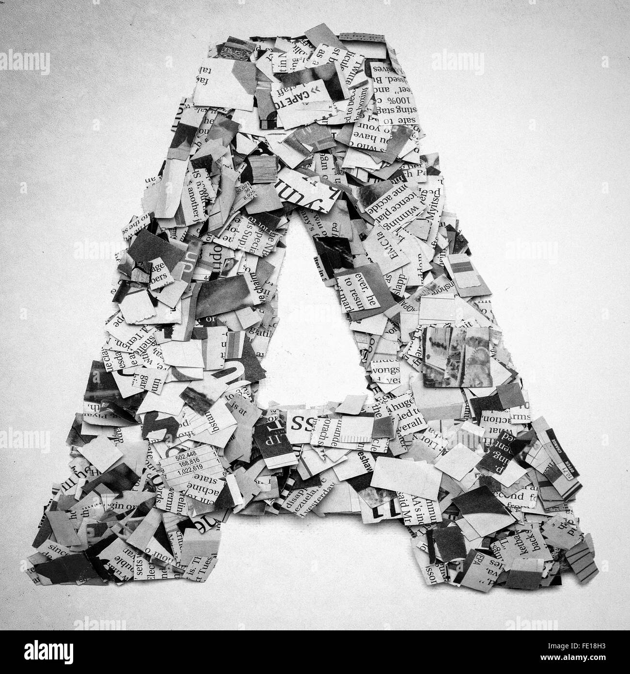 Monochrome letters made out of Newspaper Stock Photo - Alamy