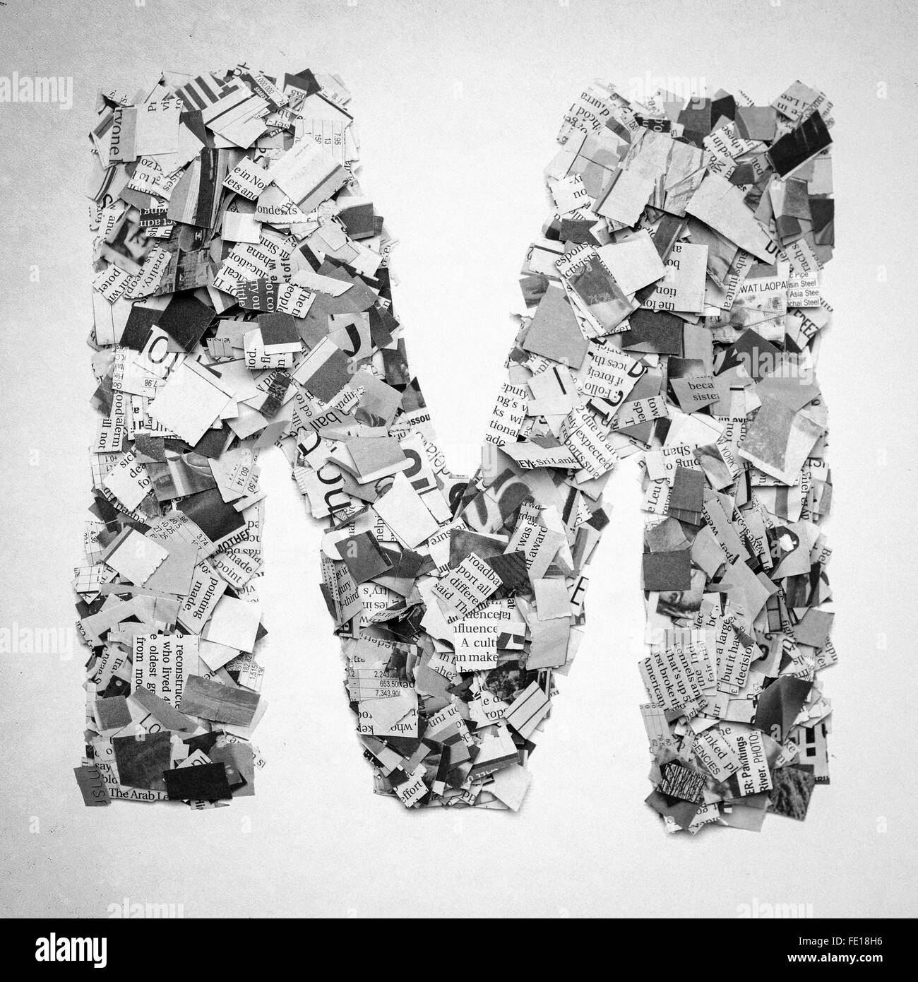 Abc letters made newspaper letters Black and White Stock Photos ...