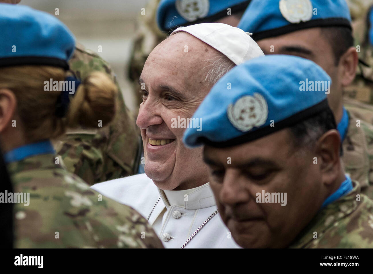 Vatican City, Vatican. 03rd Feb, 2016. United Nations soldiers pose ...