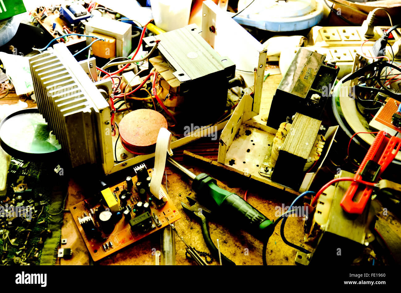 plastic and electric waste for recycling Stock Photo - Alamy