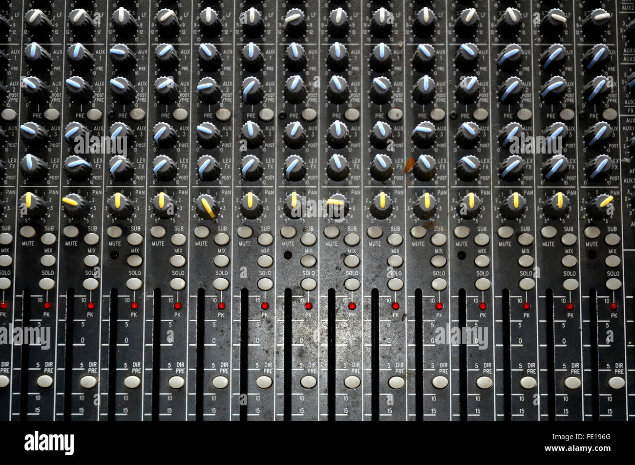 controls of an audio mixing device Stock Photo - Alamy