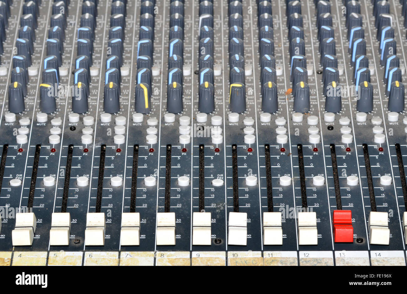 controls of an audio mixing device Stock Photo - Alamy