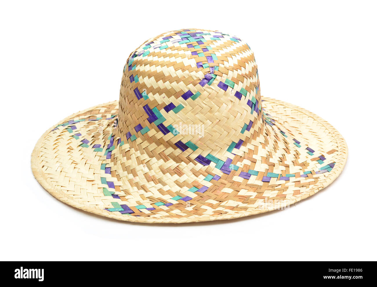 Wicker straw hat isolated on white background Stock Photo - Alamy
