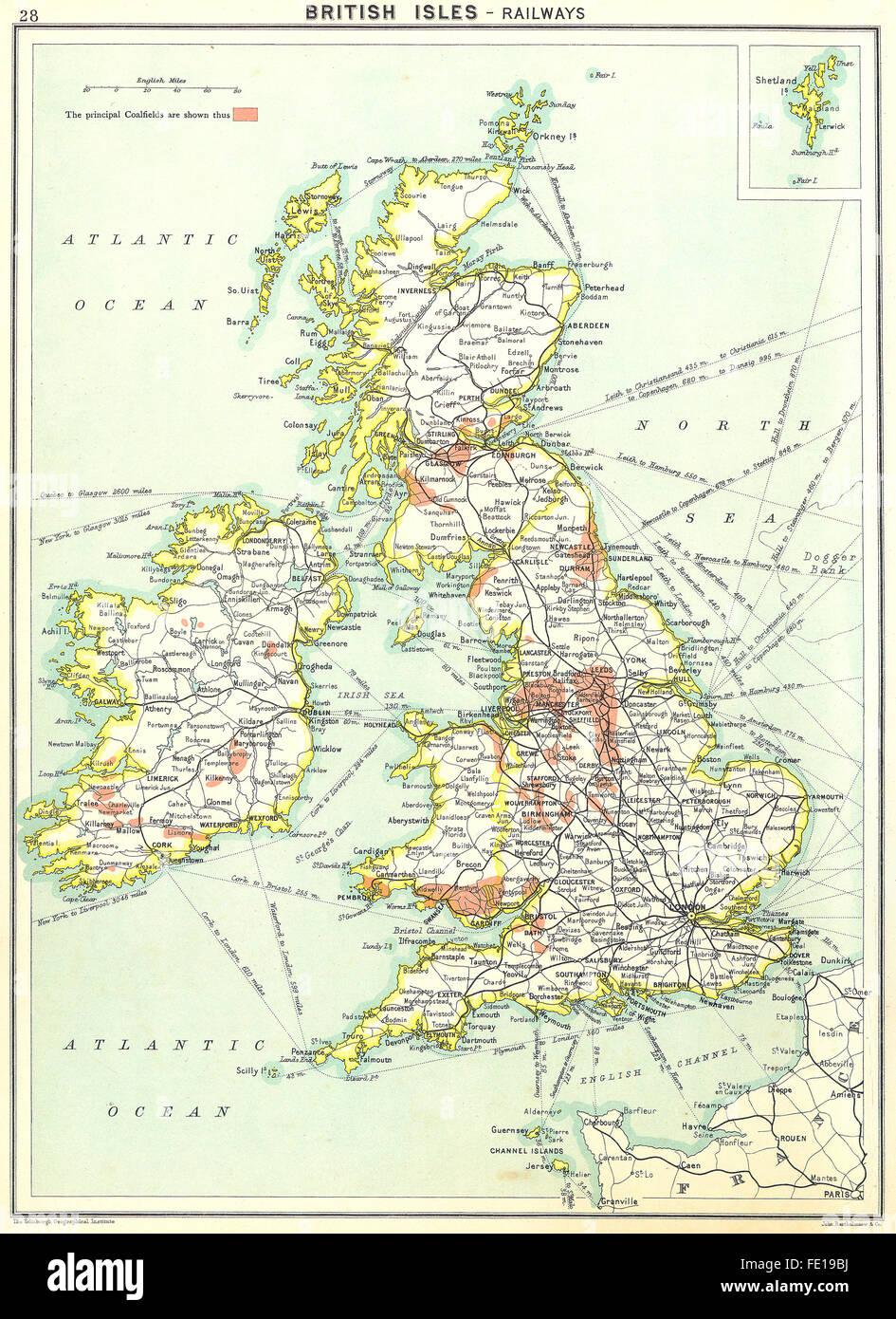 BRITISH ISLES: Railways, 1900 antique map Stock Photo - Alamy