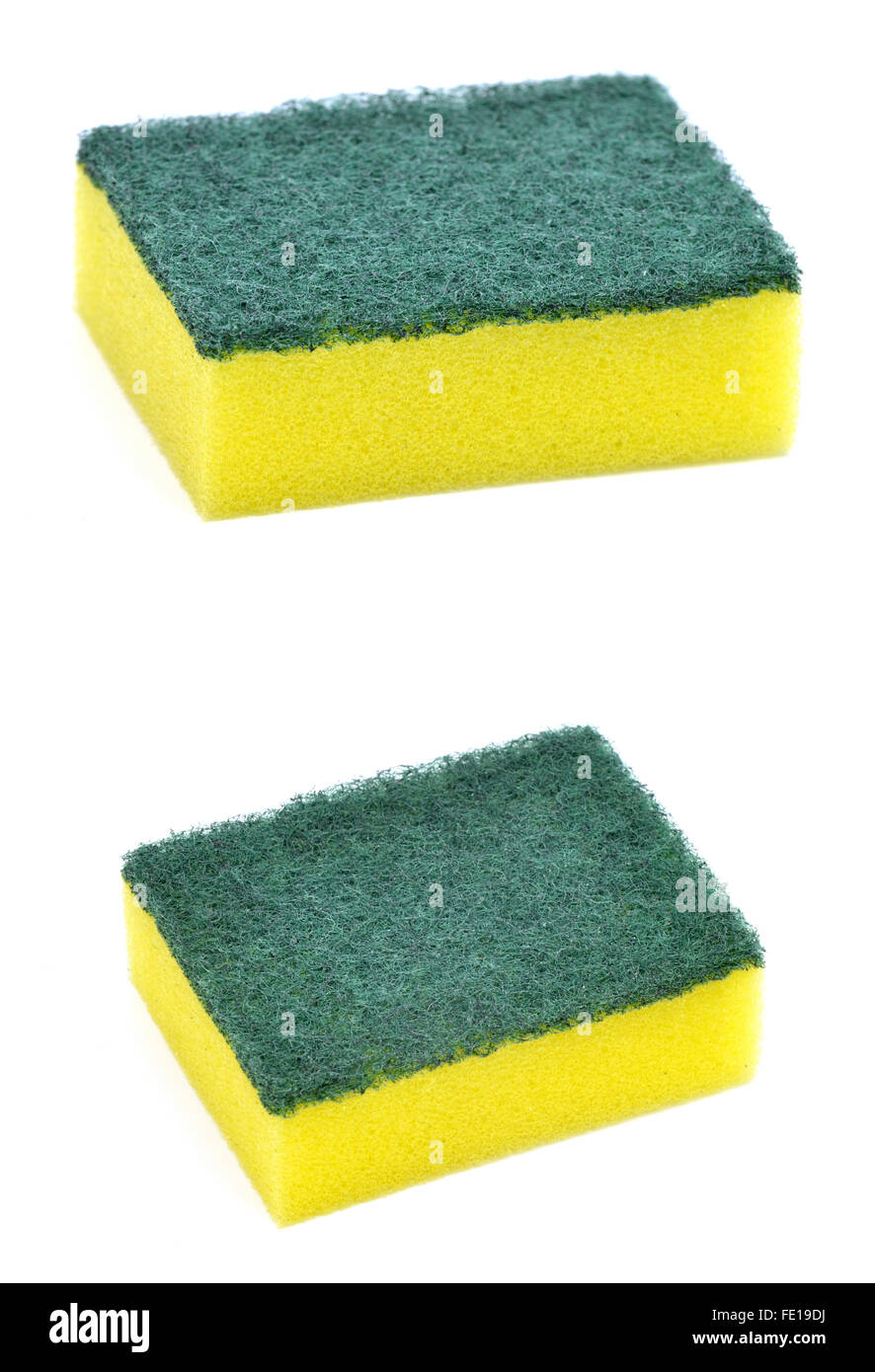 yellow sponge isolated on a white background Stock Photo - Alamy