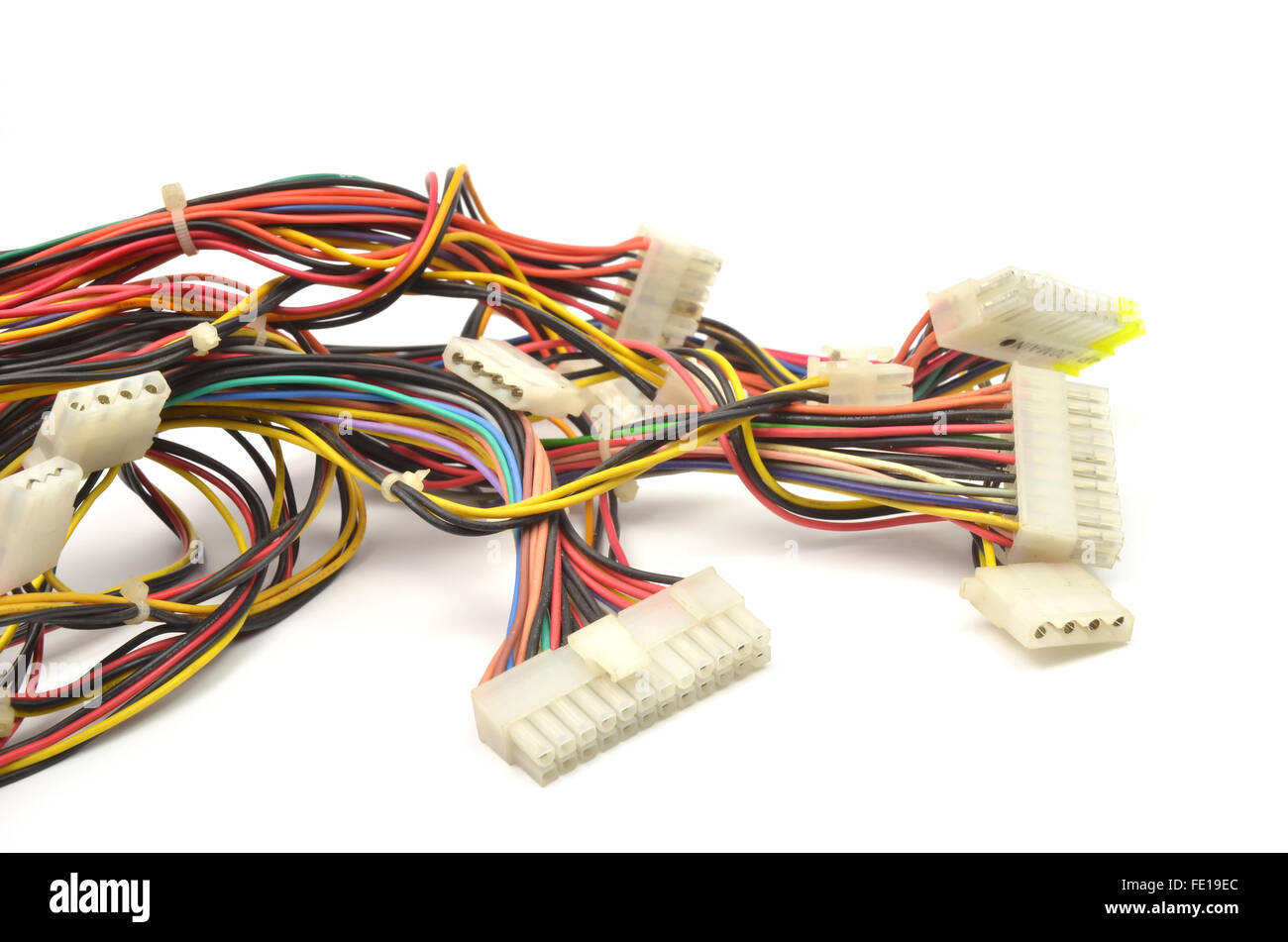 computer connection wires on white background Stock Photo - Alamy