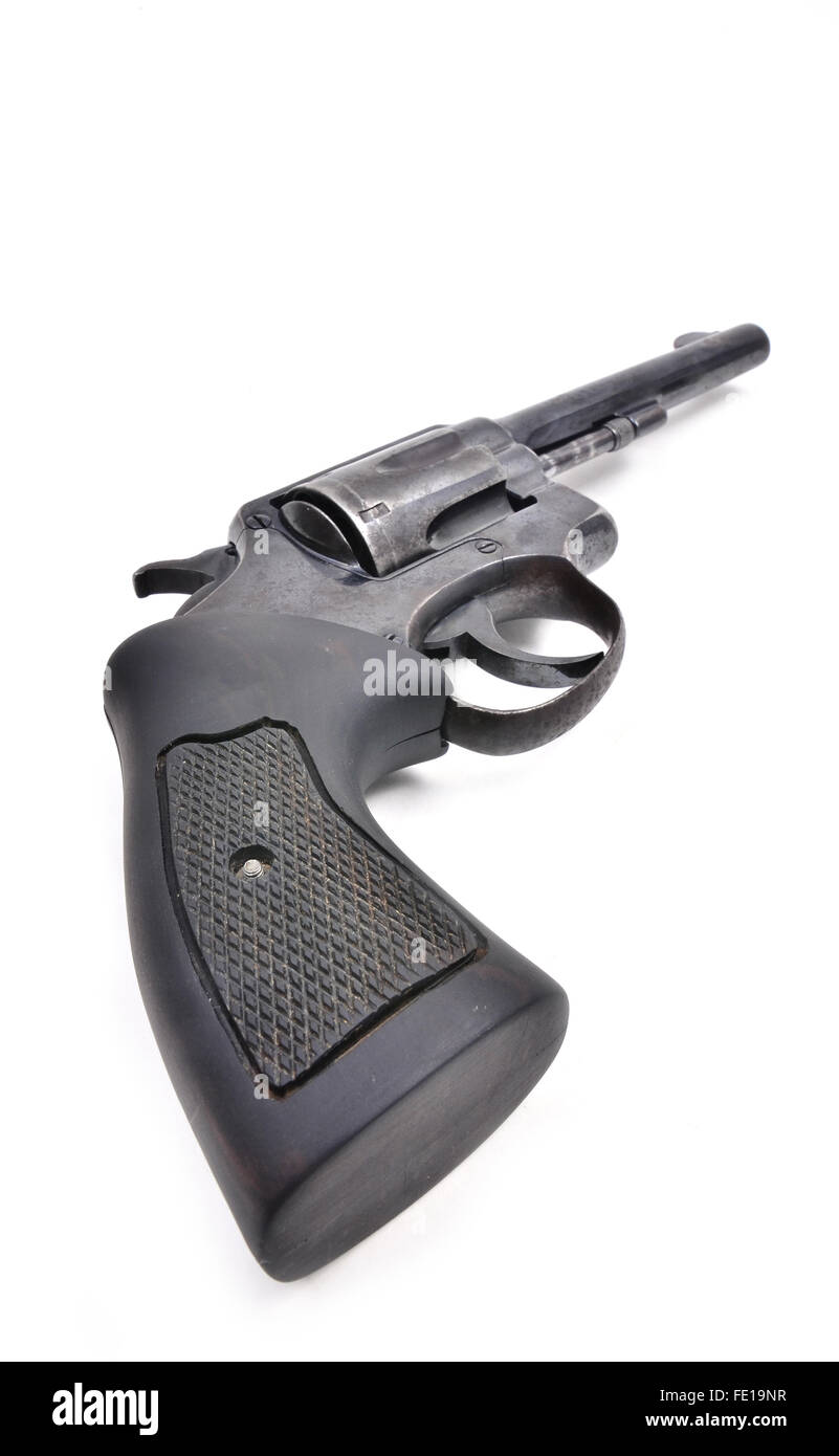 old revolver gun isolated on white background Stock Photo - Alamy
