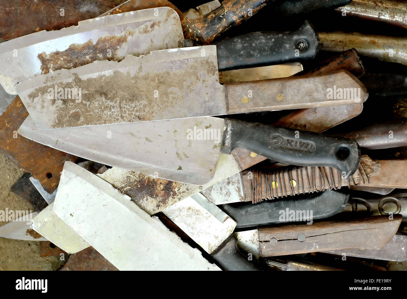 old kitchen knife Stock Photo - Alamy