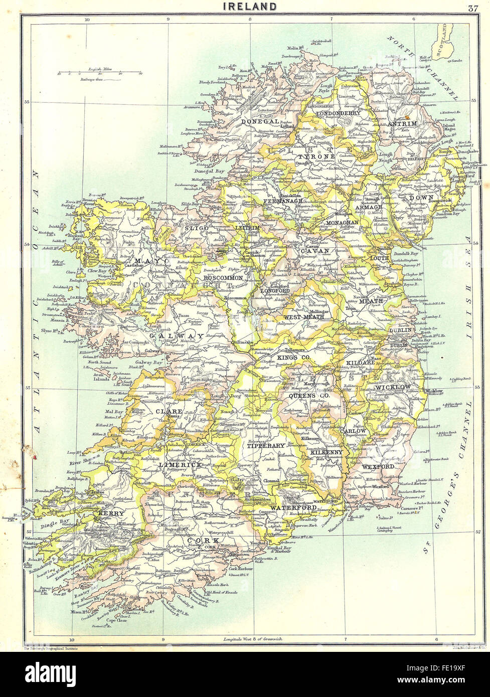 IRELAND: Ireland, 1900 antique map Stock Photo - Alamy