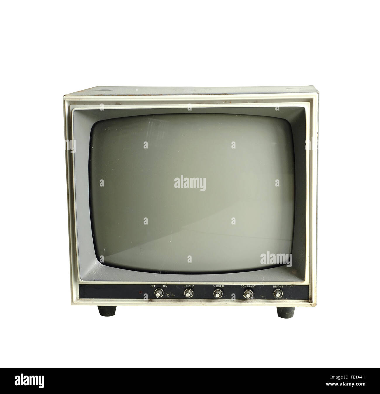 grunge old monitor isolated on white background Stock Photo - Alamy