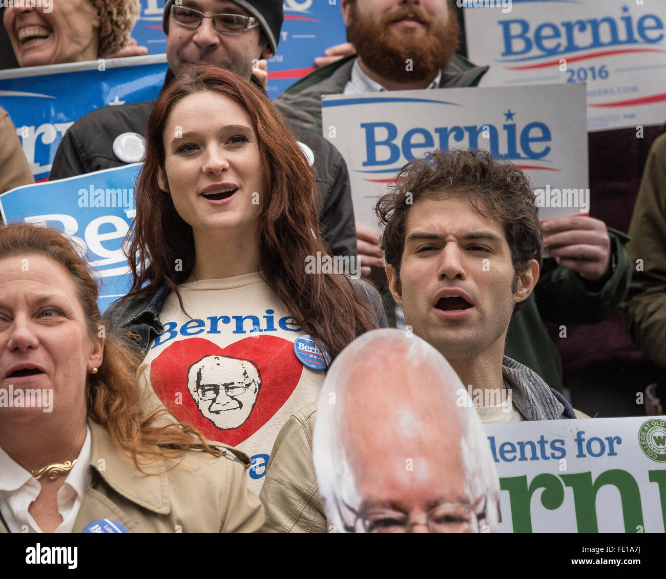 New York, United States. 03rd Feb, 2016. Bernie Sanders supporters held ...