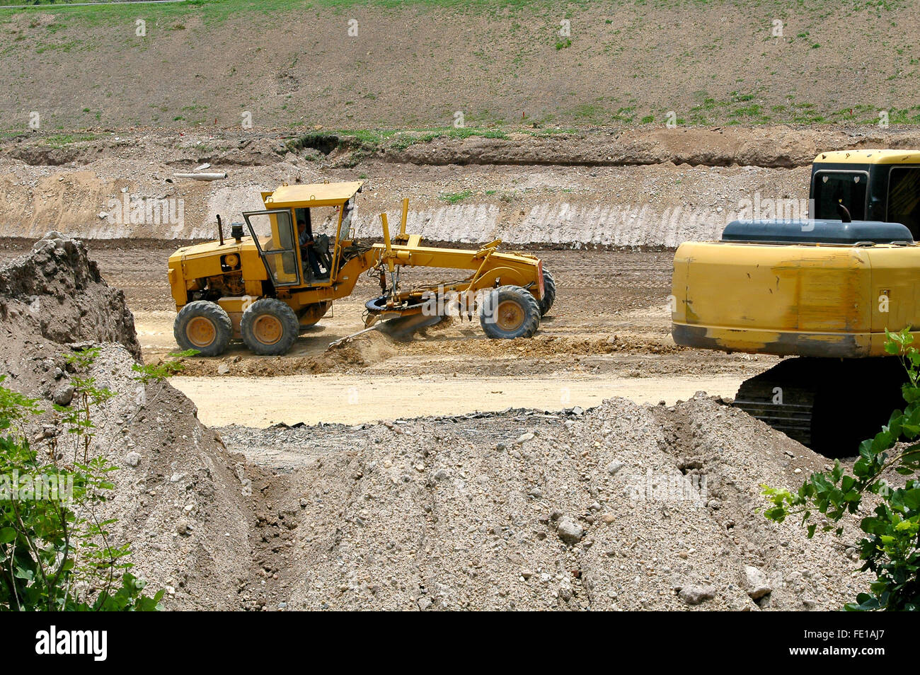 Aerial view construction road hi-res stock photography and images - Alamy