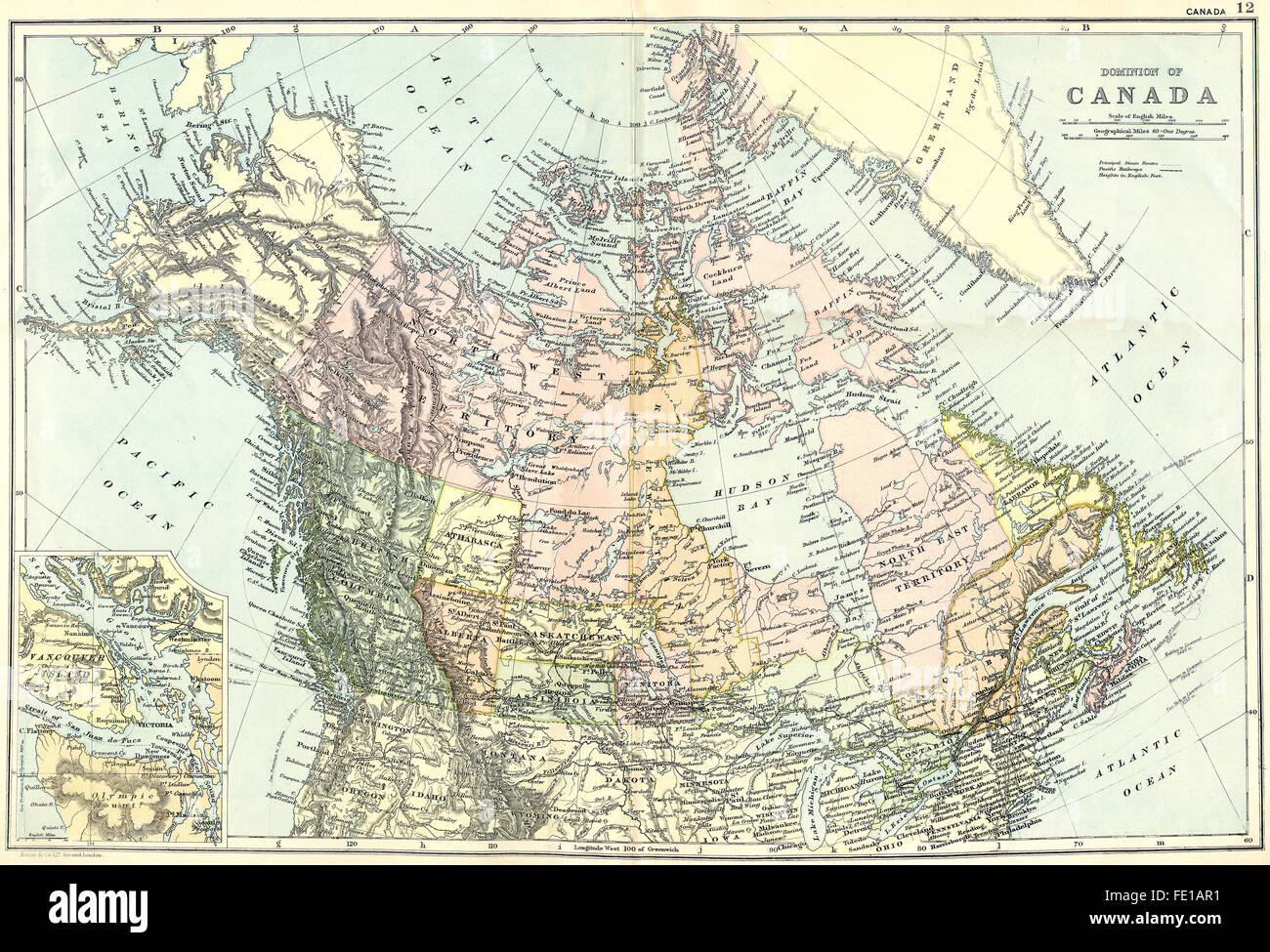 CANADA: Dominion of; Vancouver Island, 1905 antique map Stock Photo - Alamy