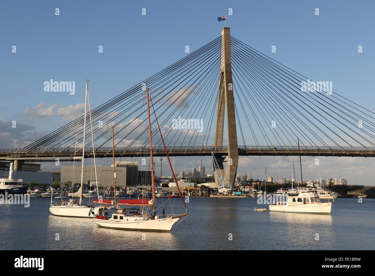 The ANZAC Bridge viewed from the Glebe foreshore walk – Sydney ...