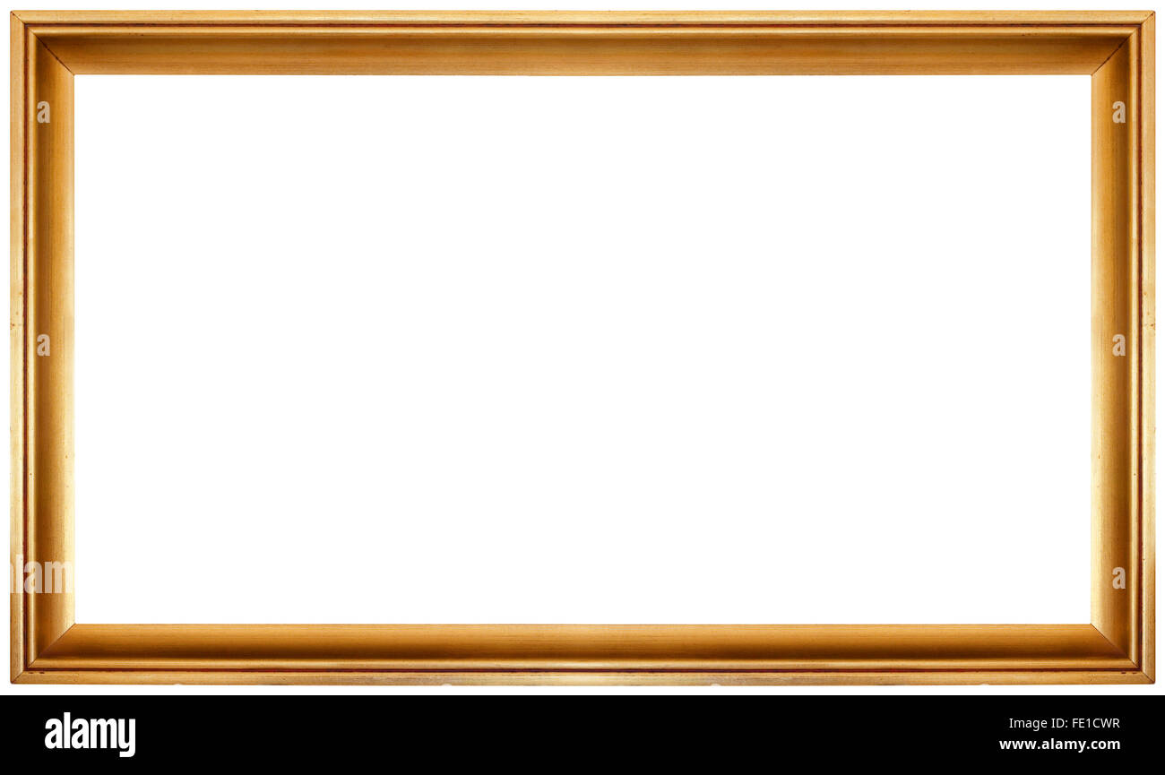 Simple Golden Frame Isolated on White Background Stock Photo - Alamy