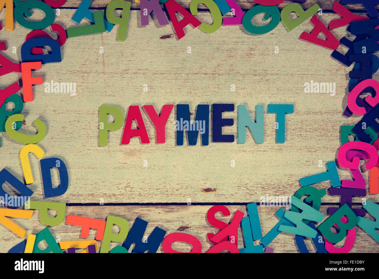 payment word block concept photo on plank wood Stock Photo - Alamy