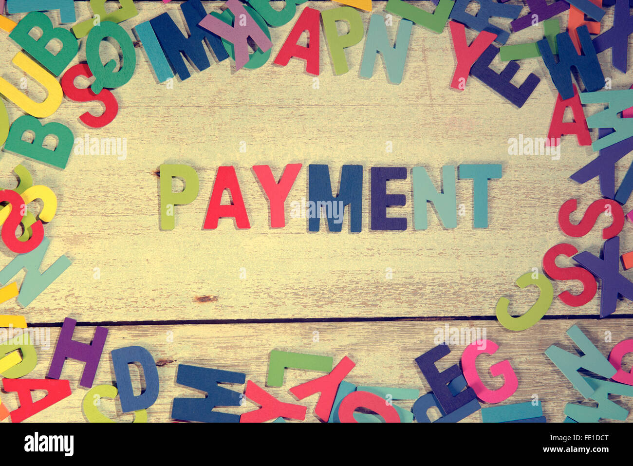 payment word block concept photo on plank wood Stock Photo - Alamy