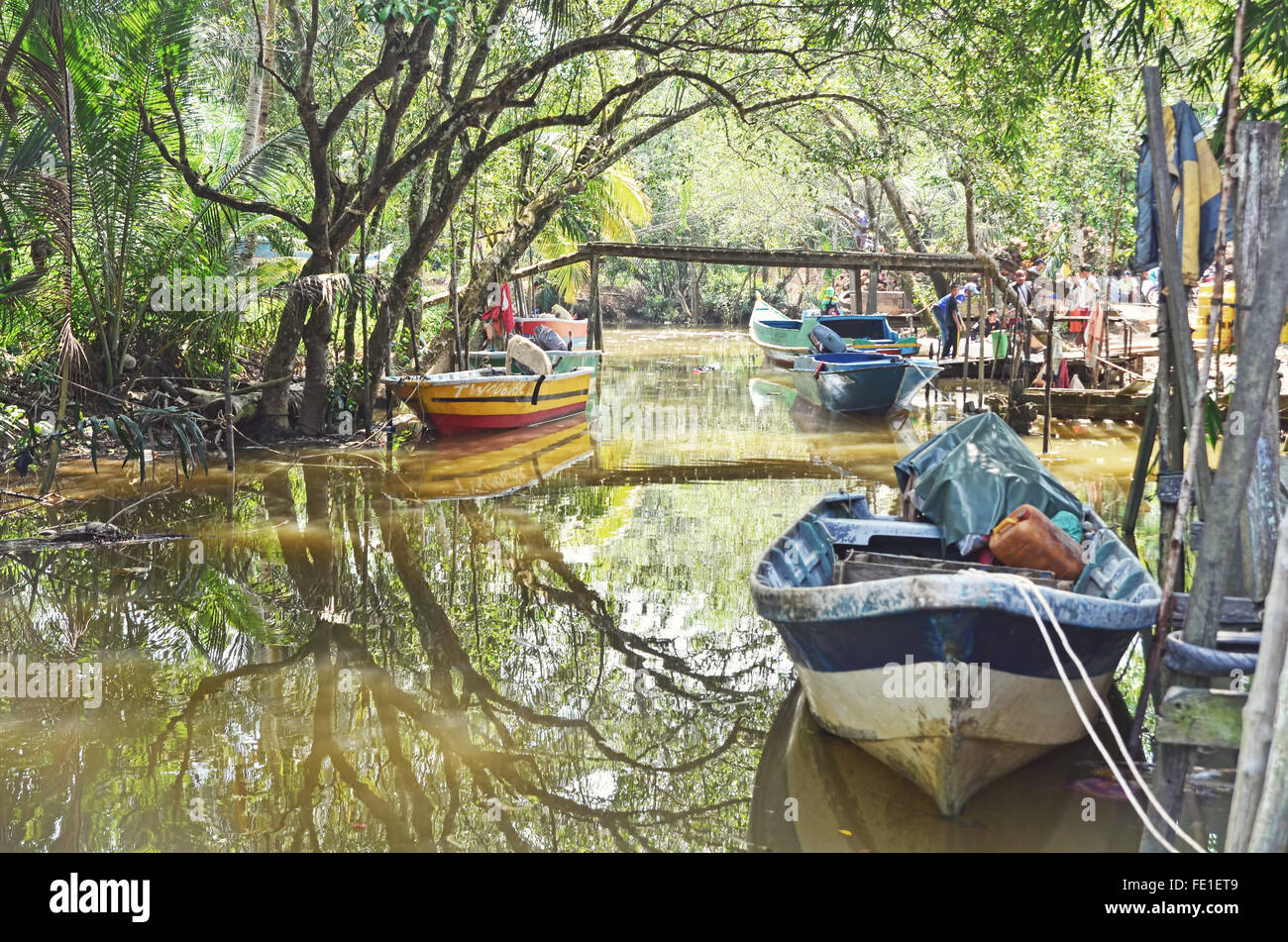 Small river divides two countries in Sebatik Island, Indonesia and ...