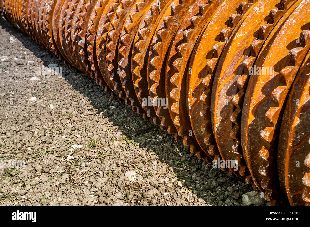 Detail of steel farming machine roller - France Stock Photo - Alamy