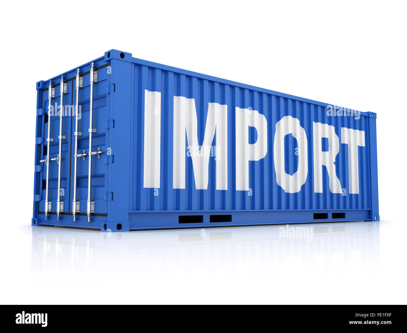 Blue Container import on white background (done in 3d Stock Photo - Alamy