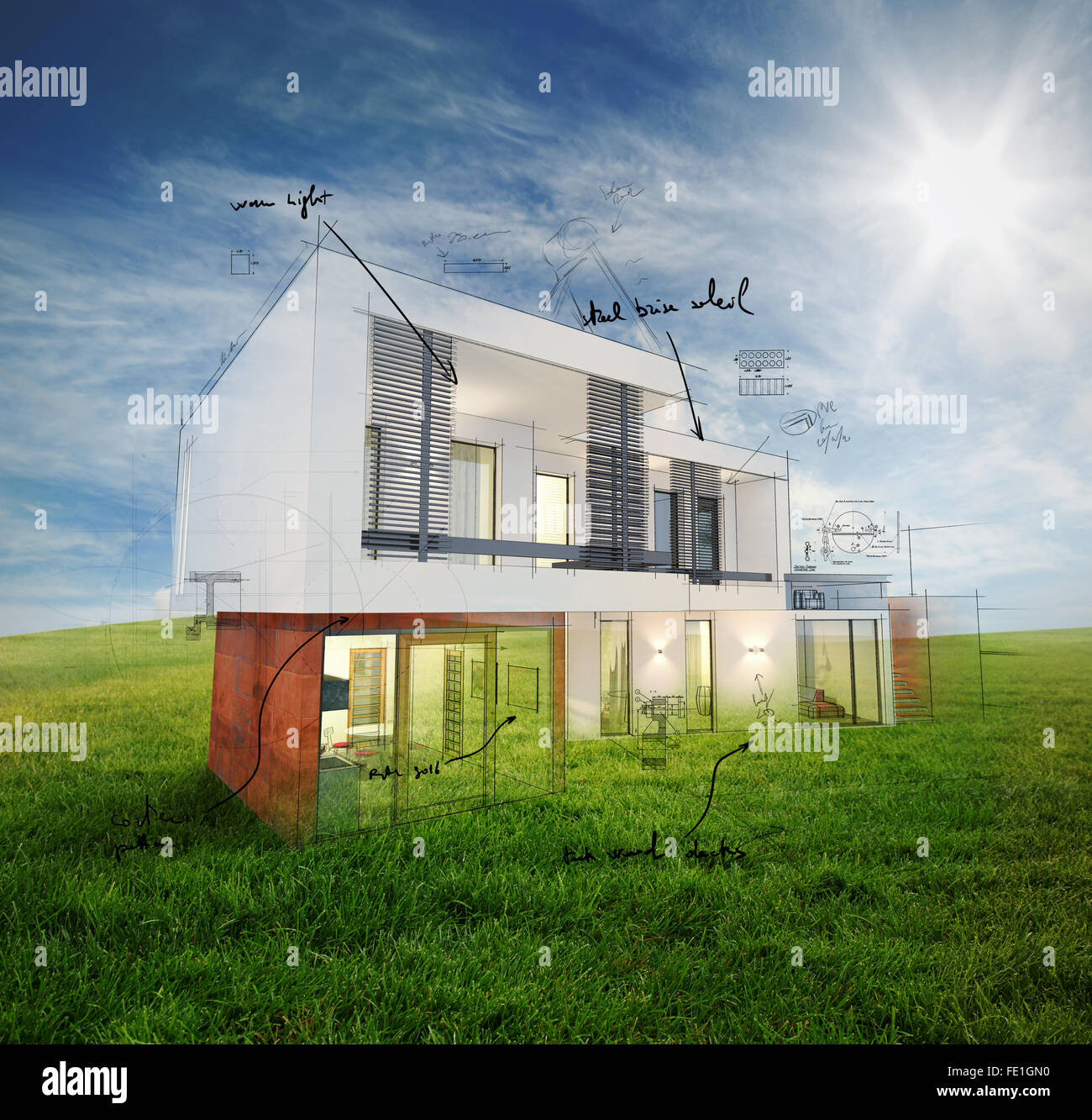 Sunny day project home Stock Photo - Alamy