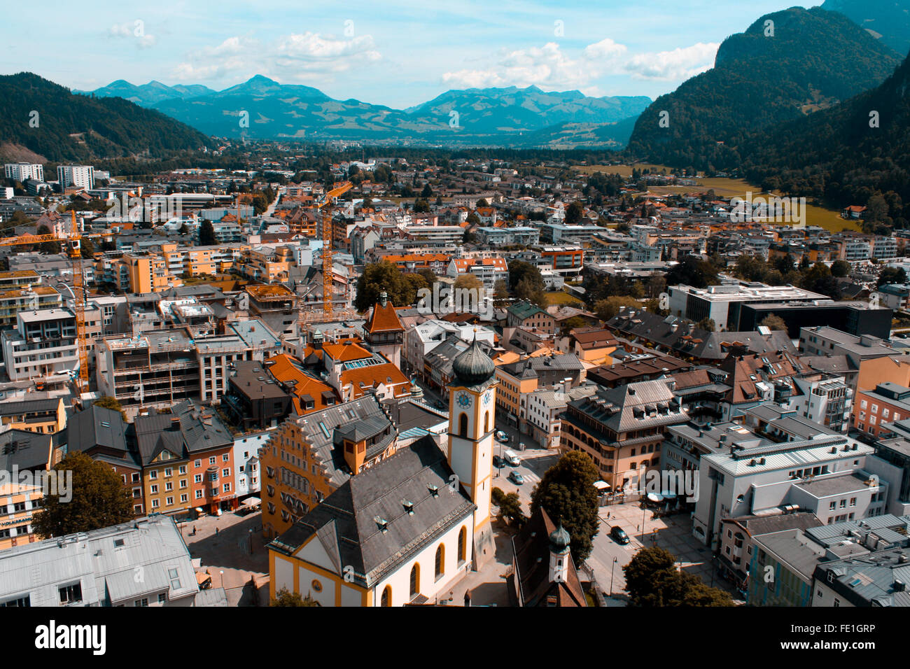 Beautiful mountainous village in Alps. Top view Stock Photo - Alamy