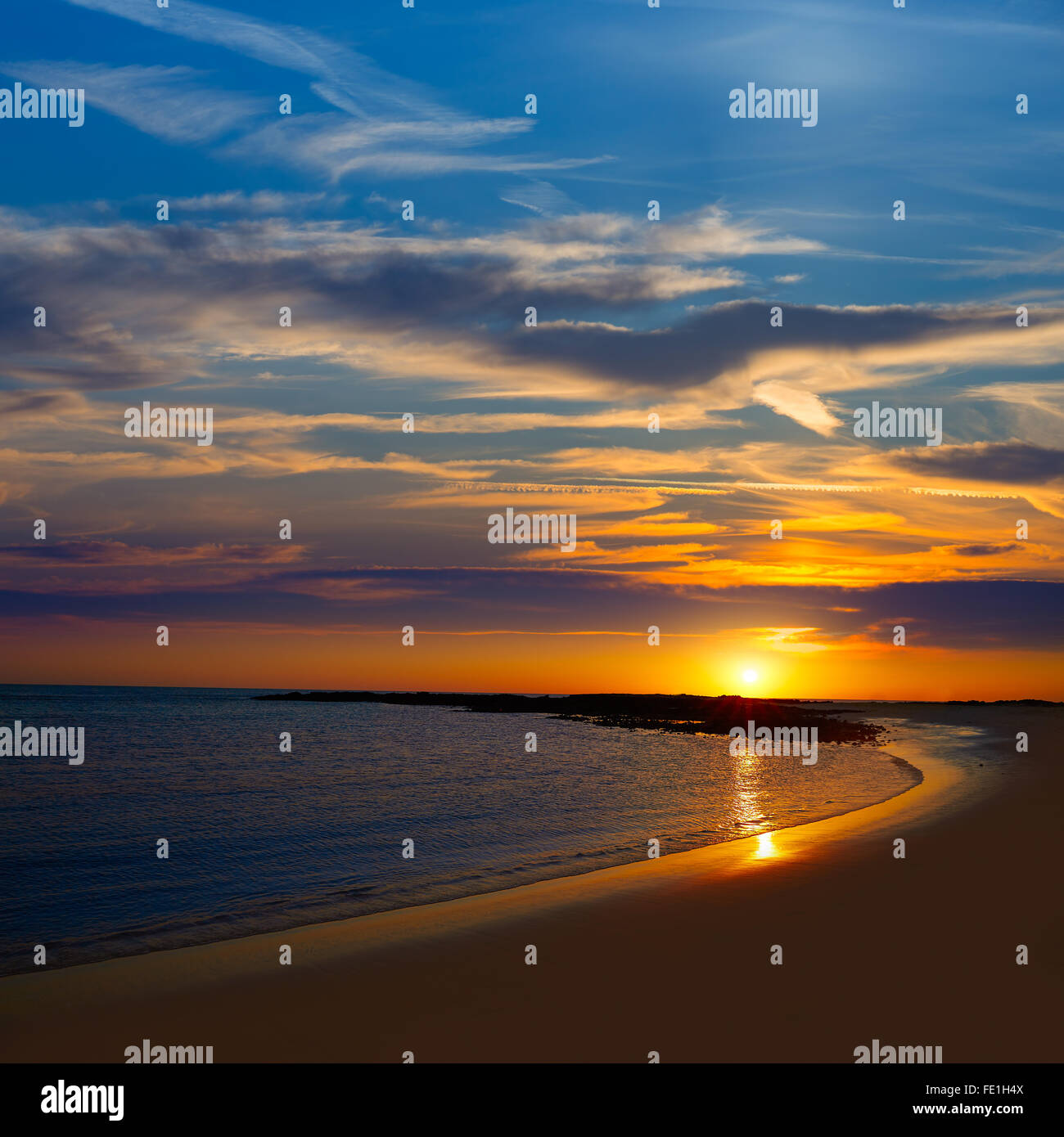 El Cotillo la Concha Beach sunset Fuerteventura at Canary Islands of ...
