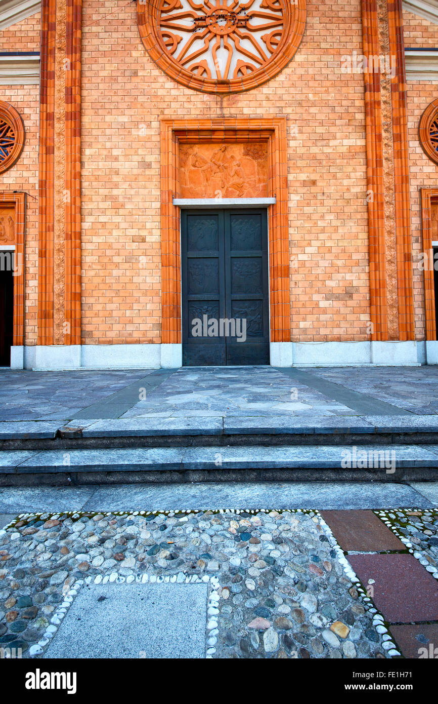 italy lombardy in the vergiate old church closed brick tower wall Stock ...