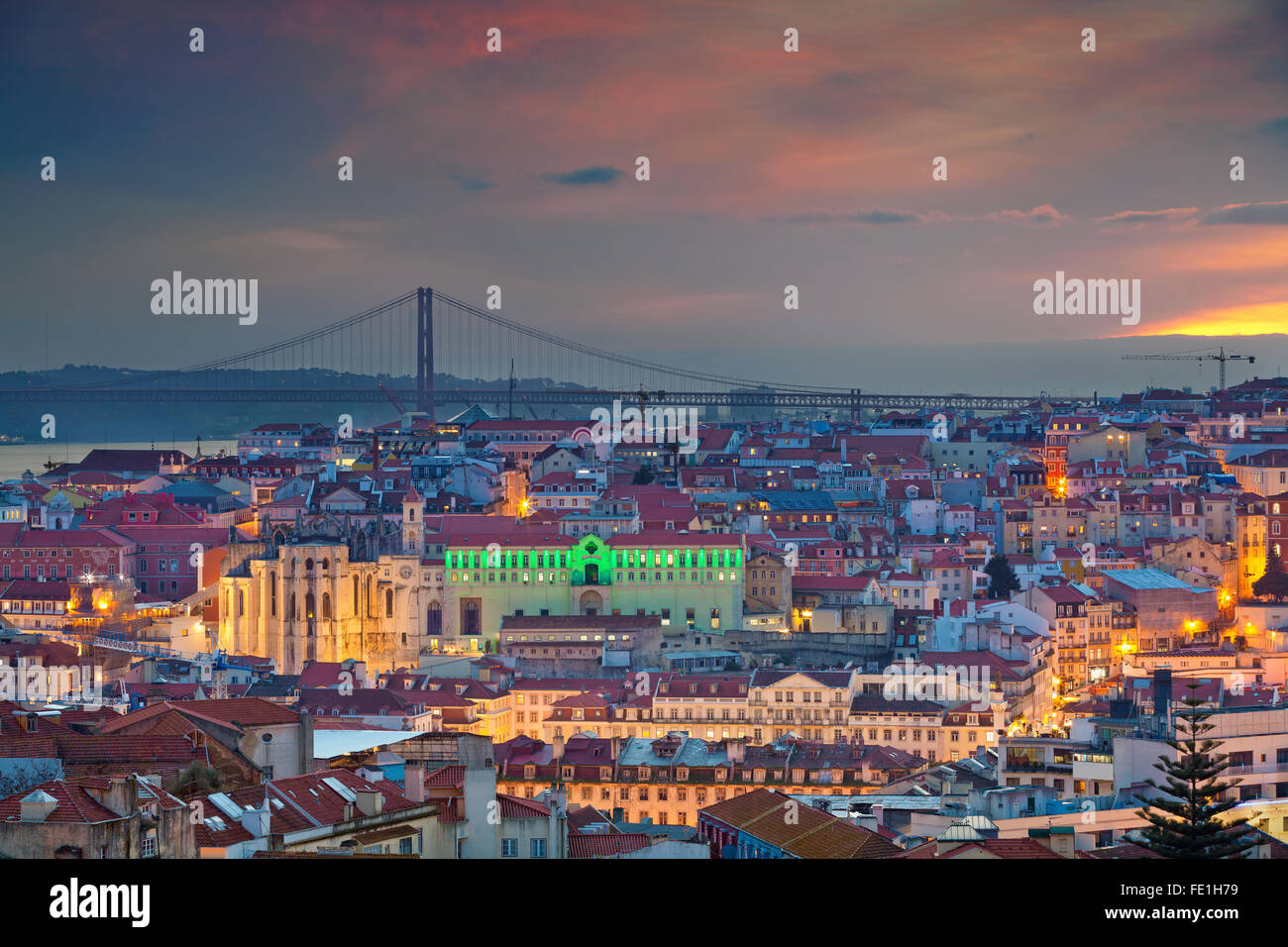 Lisbon. Image of Lisbon, Portugal during twilight blue hour Stock Photo ...